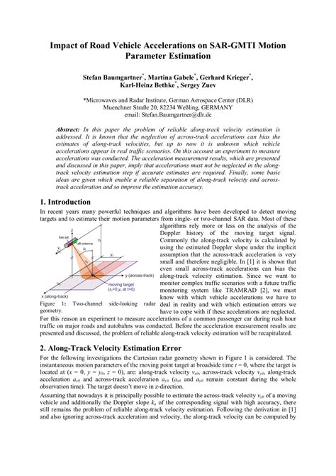 pdf impact of road vehicle accelerations on sar gmti motion parameter