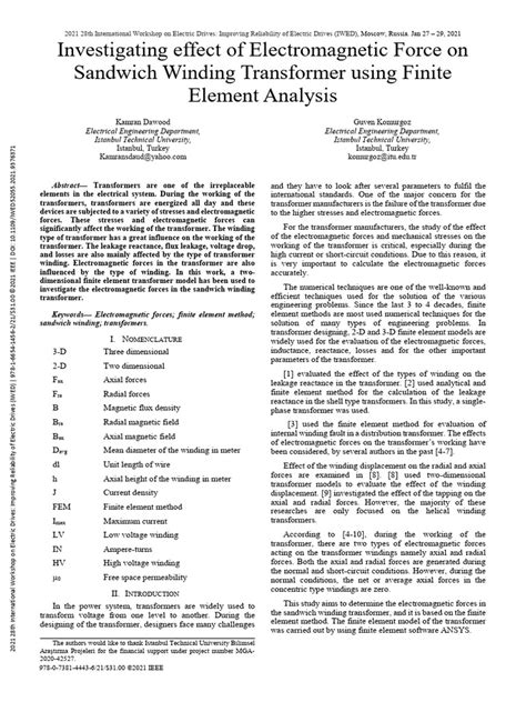 investigating effect of electromagnetic force on sandwich winding