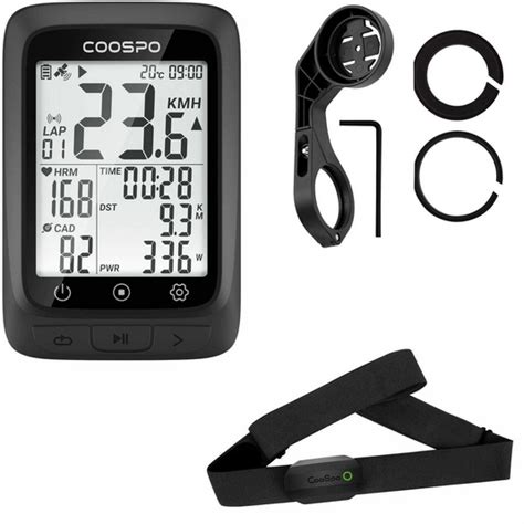 COOSPO Bike Computer GPS Wireless with Bluetooth + COOSPO H808S Heart ...