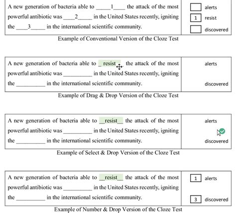 examples of four versions of the cloze test download scientific diagram