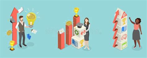3d isometric flat vector illustration of personal growth stock