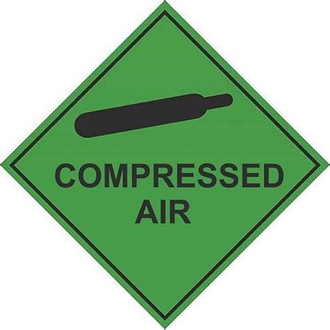 Compressed Air Safety Warning Sticker 100mm X 100mm Adhesive Lands