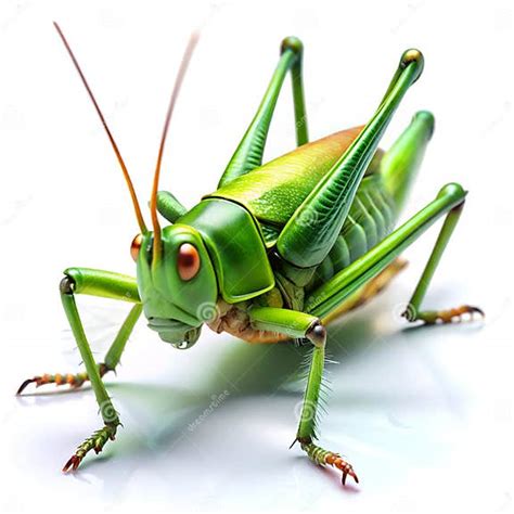 3d Grasshopper Model Isolated On White Background Stock Illustration