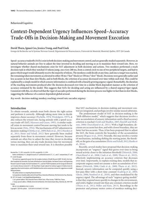 pdf context dependent urgency influences speed accuracy trade offs in