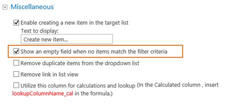 How To Show An Empty Field When No Items Match The Filter Criteria In Lookup Field Sharepoint