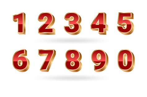 Premium Vector 3d Luxury Golden Set Of Number Digits Numeric Red