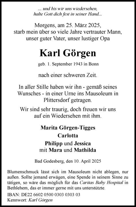 Traueranzeigen Von Karl Görgen Ga Trauer De