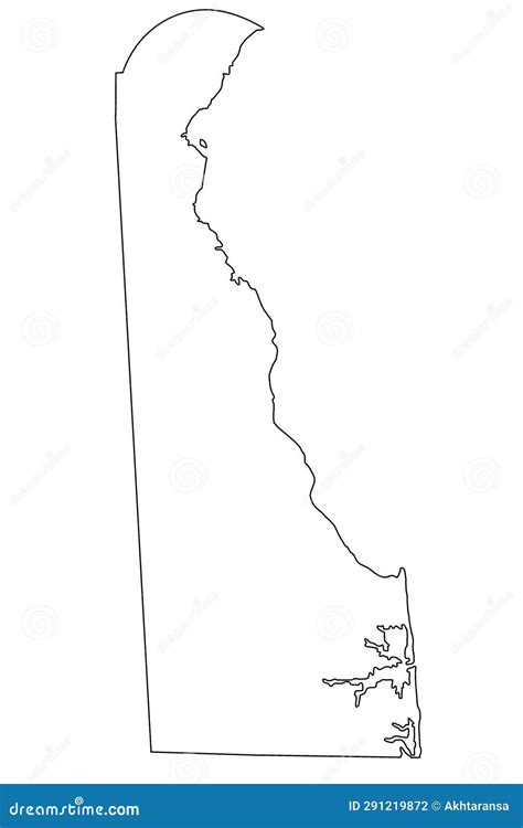 High Detailed Illustration Map Outline Delaware State Map Stock