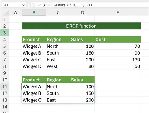 Excel DROP Function Tutorial Excel Road Map