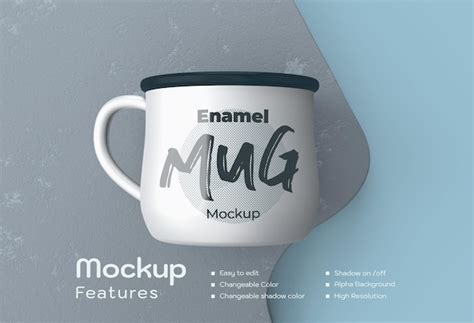 Premium Psd Mockup Enamel Mug With A Unique And Modern Shape Easy To Edit