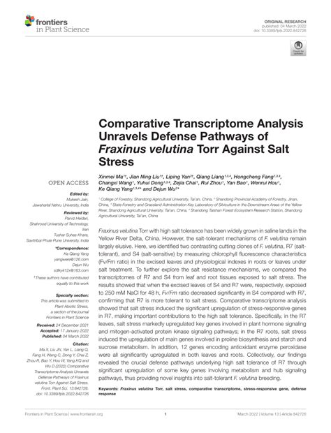 Pdf Comparative Transcriptome Analysis Unravels Defense Pathways Of