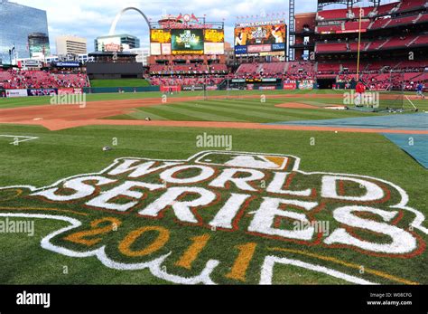 The World Series Logo Is Seen On The Field At Bush Stadium Prior To