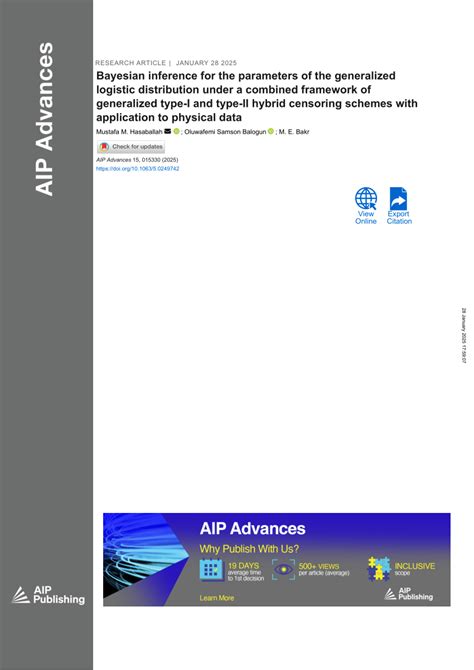 Pdf Bayesian Inference For The Parameters Of The Generalized Logistic