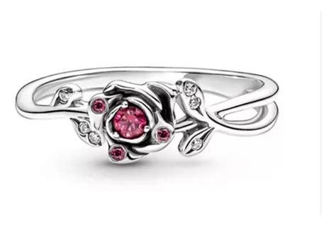 Pandora Anillo Rosa De La Bella Y La Bestia Original Plateado 8 Meses