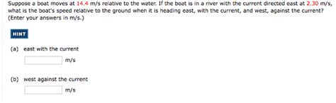 Solved Suppose A Boat Moves At 14 4 M S Relative To The
