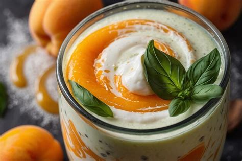 Lassi With A Swirl Of Apricot And Basil Premium Ai Generated Image