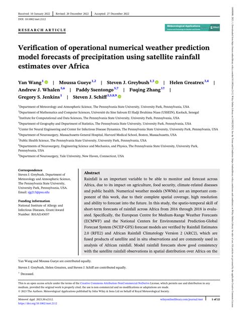 Pdf Verification Of Operational Numerical Weather Prediction Model Forecasts Of Precipitation