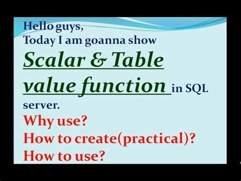 scalar and table value function in sql. SQL Tutorial Part 6 - YouTube