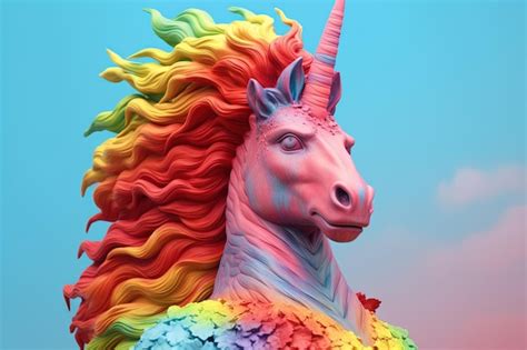 Premium Ai Image Rainbow Unicorn Illustration Generative Ai