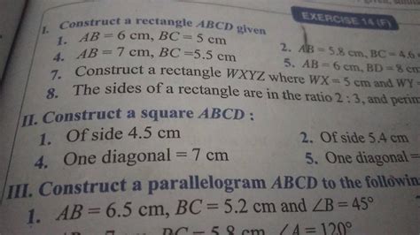 1 Construct A Rectangle Abcd Given 1 Ab6 Cmbc5 Cm 4 Ab7 Cmbc55
