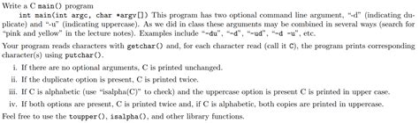 Solved Write A C Main Program Int Mainint Argc Char