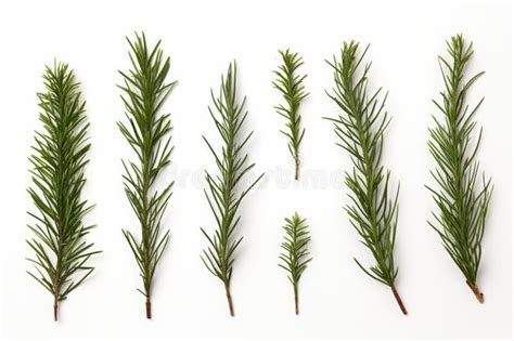A Collection Of Separated Pine Tree Branches Isolated On A White
