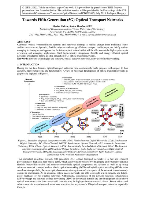 Pdf Towards Fifth Generation 5g Optical Transport Networks