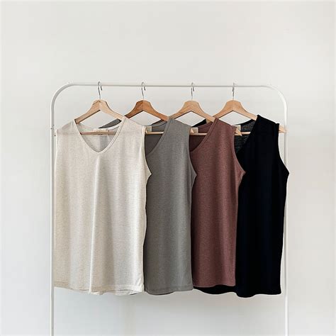 유러브썸 시스루 민소매 롱 이너 박시 루즈핏 여행코디 편한 카키 브라운 블랙 베이지 나시 티셔츠