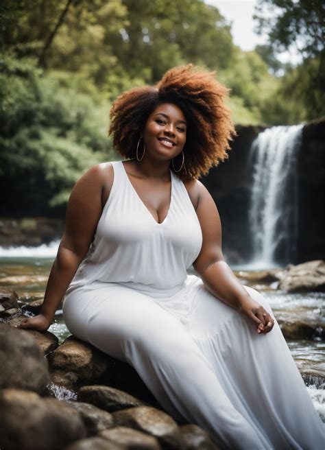 Lexica Fashion Portrait Of Dark Skin Plus Size Black Women Sitting