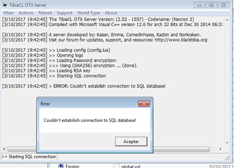 Mysql Problem When Iniciating Server Otland
