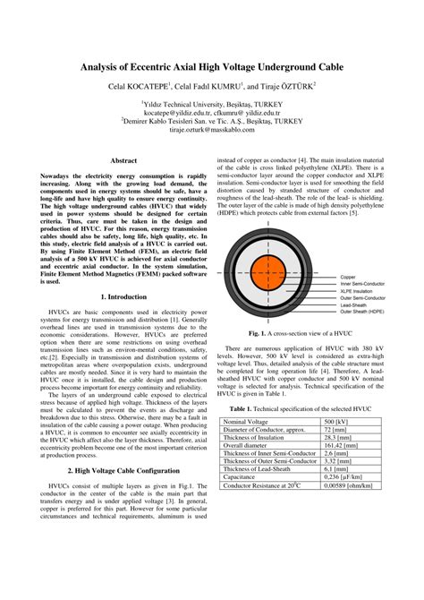 Pdf Analysis Of Eccentric Axial High Voltage Underground Cable