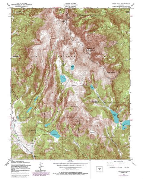 Pikes Peak Topographic Map 124000 Scale Colorado