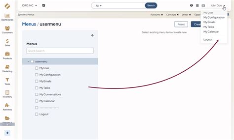 storefront and back office menu management concept guide orocommerce