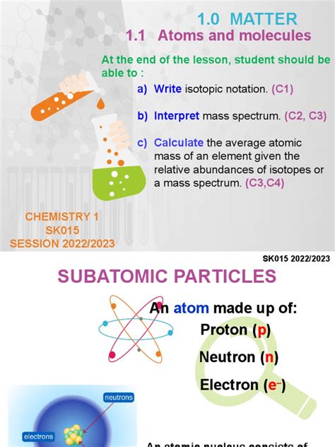 1 1 Atoms And Molecules And 1 2 Mole Concept 22 23 Pdf Concentration Mole Unit