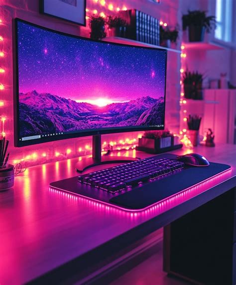 Sleek Office Desk Setup With A Dualmonitor Wallpaper Premium Ai Generated Image