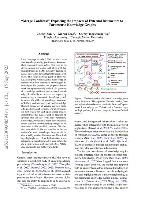 Merge Conflicts Exploring The Impacts Of External Distractors To Parametric Knowledge Graphs
