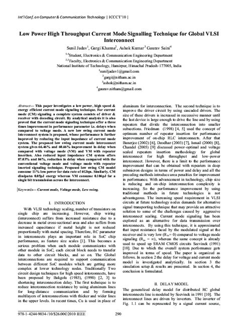 Pdf Low Power High Throughput Current Mode Signalling Technique For Global Vlsi Interconnect