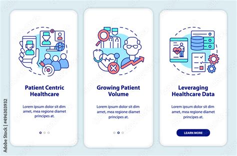 Healthcare Challenges Onboarding Mobile App Screen Patient Centric