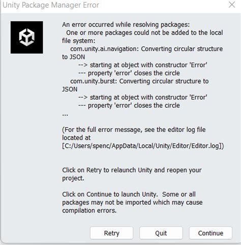 Unity Gives Me A Bunch Of Package Errors After I Change Editor Version Unity Engine Unity