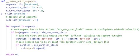 code discarding segments that do not comply with the rules for valid