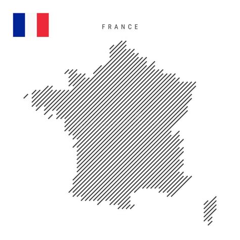 France Map From Pattern Of Black Slanted Parallel Lines Flat Vector Illustration Isolated On