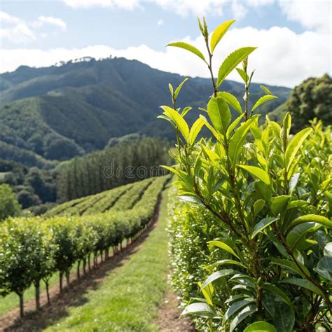 New Growth On Trees At Tea Tree Plantation Stock Illustration