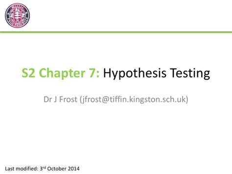 Hypothesis Testing S2 Chapter 7 Presentation