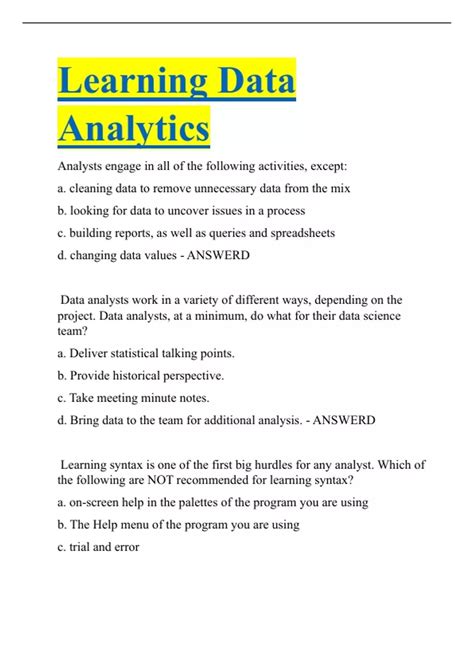 Comprehensive Guide To Learning Data Analytics Learning Data