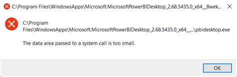Data Area Passed To A System Call Is Too Small Microsoft Fabric Community