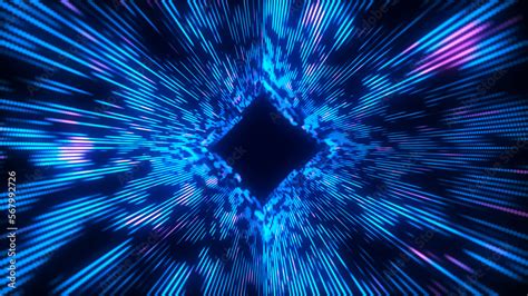 motion graphic of flying into digital technologic tunnel 3d render abstract digital background