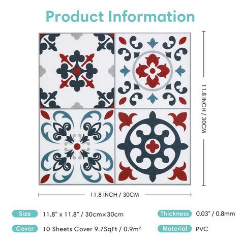 Square Spanish Peel And Stick Vinyl Floor Tile Sticker Commomy
