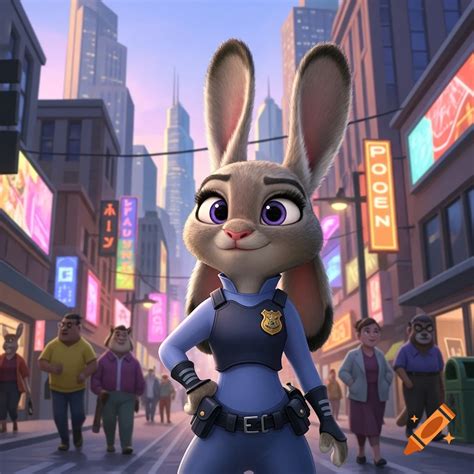 Judy Hopps A Rabbit Police Officer From Zootopia Stands Confidently