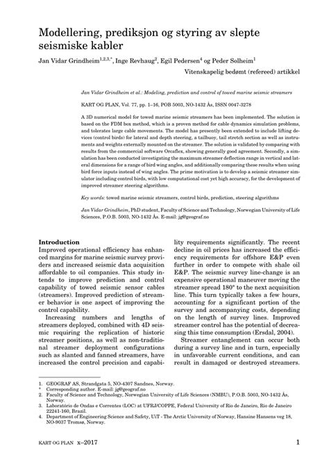 Pdf Modeling Prediction And Control Of Towed Marine Seismic Streamers