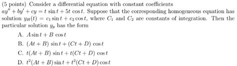 Solved 5 Points Consider A Differential Equation With